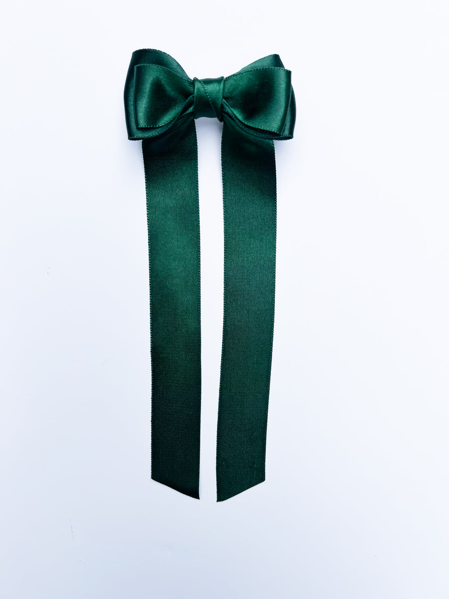 Long Tail Ribbon - Emerald Satin – Nashville Bow Co.